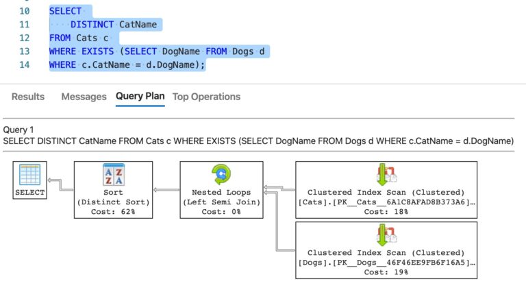 How to Do a LEFT SEMI JOIN in SQL Server
